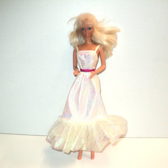 Barbie | Toys | Barbie Crystal Superstar Doll 966 White Iridescent Gown ...